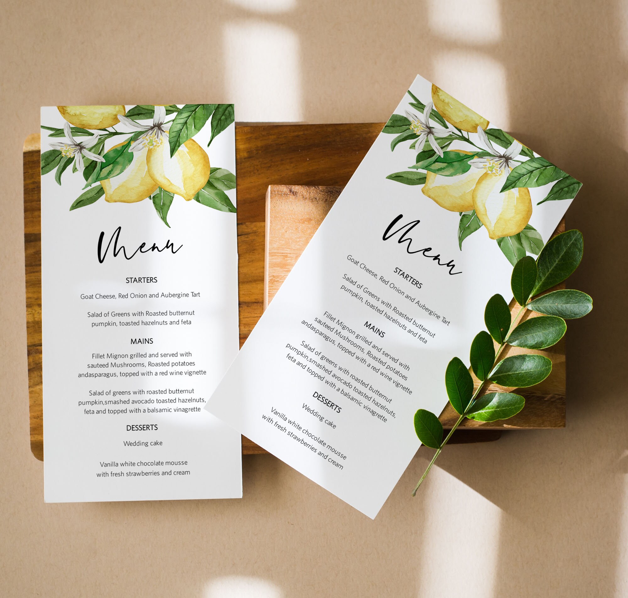 Citrus Menu Cards - Etsy