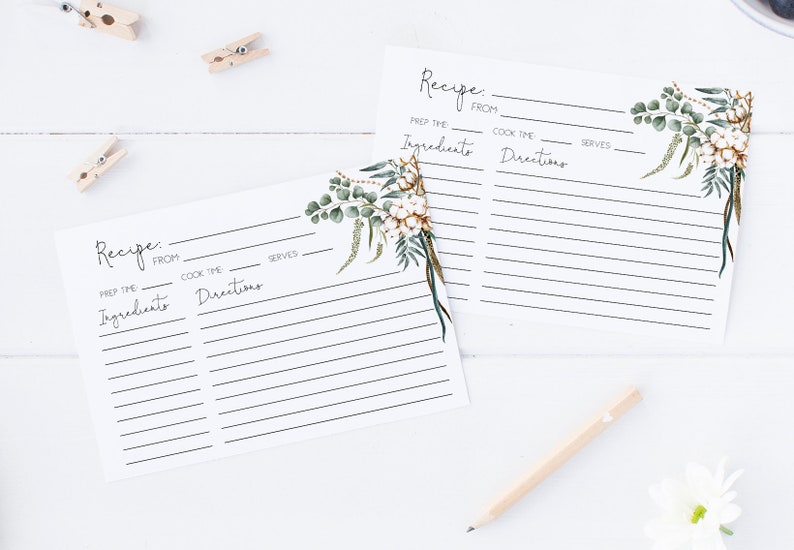 Bohemian Recipe Card Printable Recipe Card Boho Recipe - Etsy