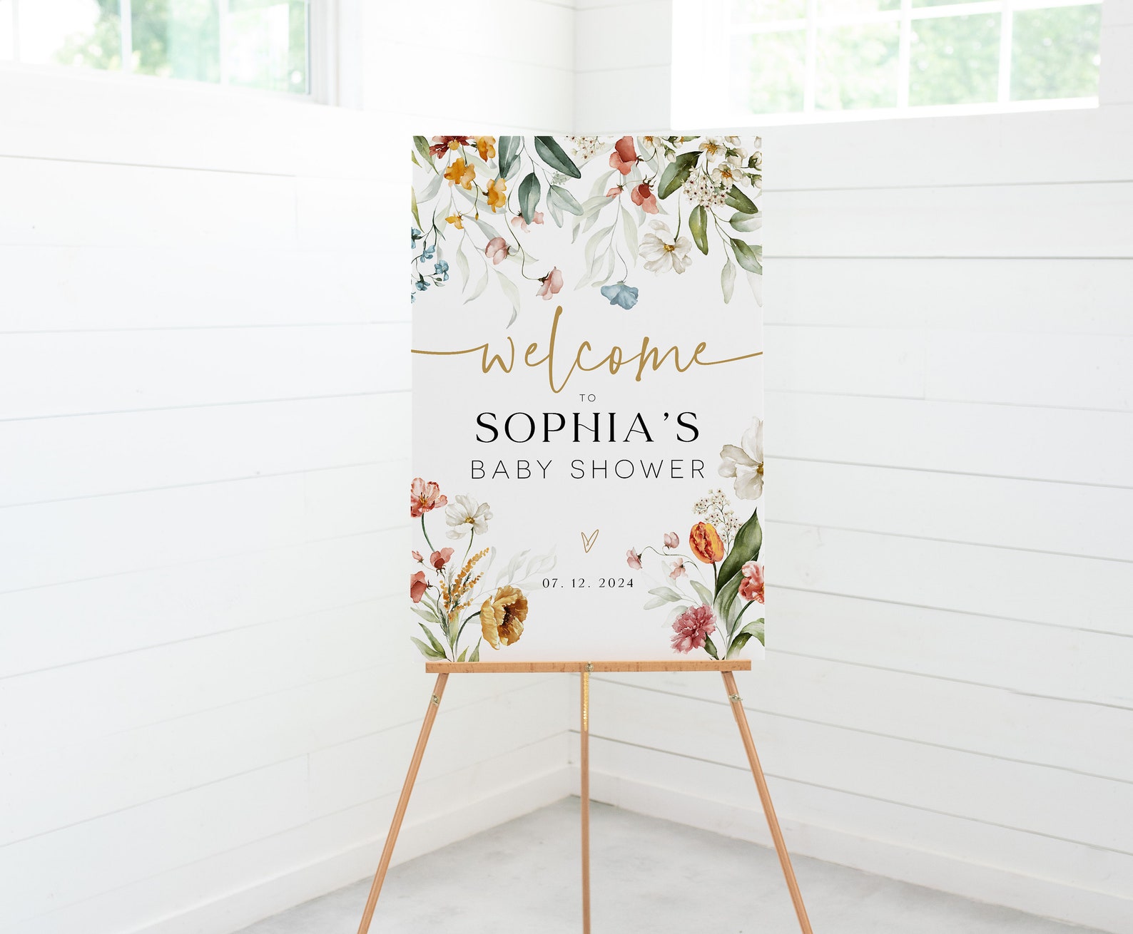 Wildflower Welcome Sign Poster, Shower Welcome Sign, Floral Welcome ...