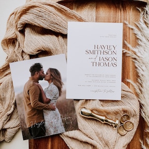 Brown Wedding Invitation, Modern Wedding Invitation, Calligraphy ...