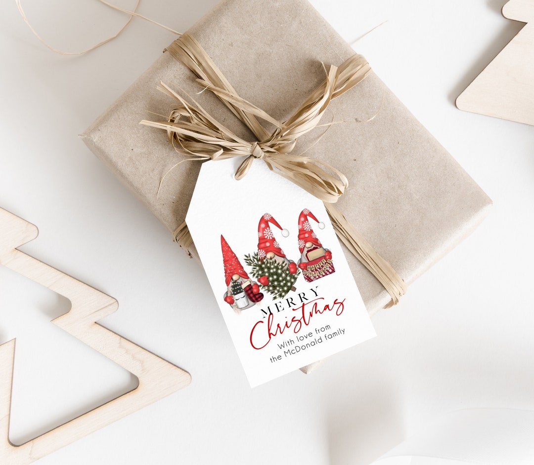 Christmas Gnomes Tag, Holiday Gnomes Gift Tag, Christmas Tag Template ...