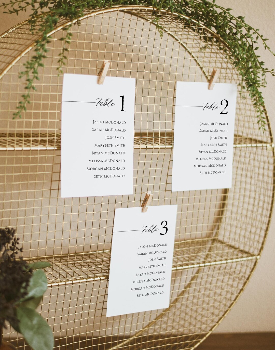 Modern Seating Chart Cards, Table Seating Chart, Wedding Seating Cards ...