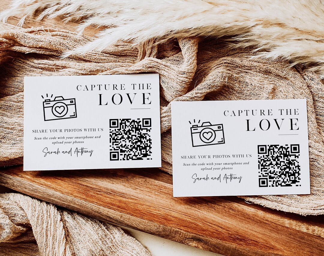 Capture the Love Wedding QR Code Card, Wedding Photo Card, Qr Code ...