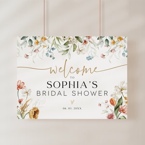 Wildflower Welcome Sign Poster, Shower Welcome Sign, Floral Welcome ...