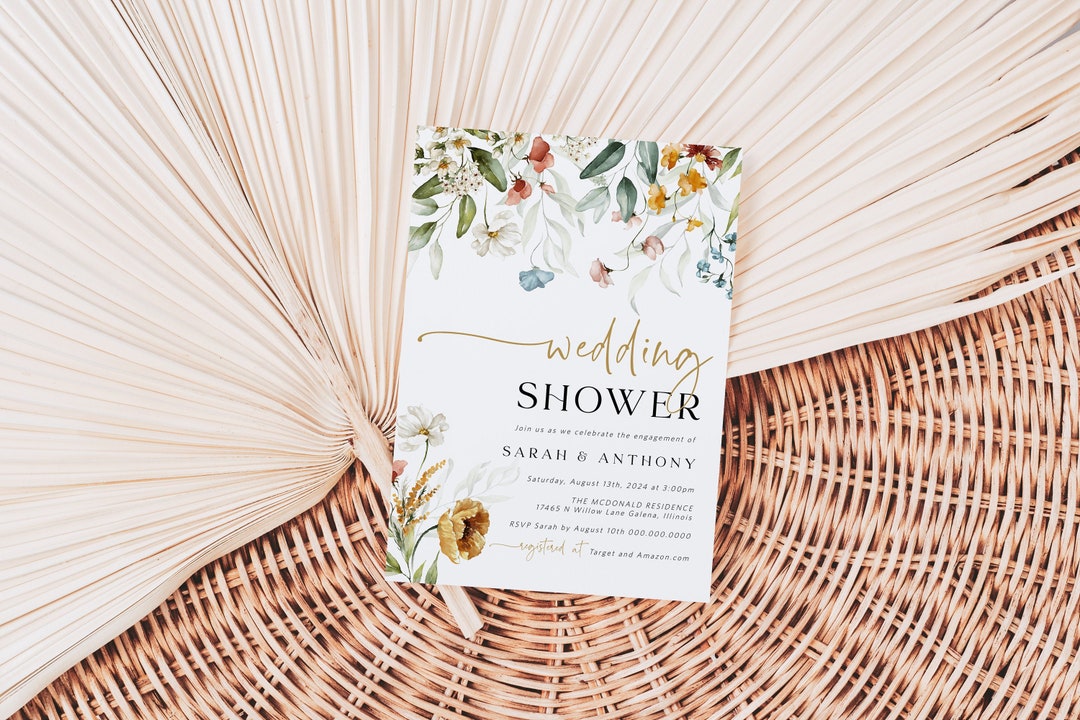 Boho Wedding Shower Invitation, Bohemian Invitation, Wildflower Wedding ...