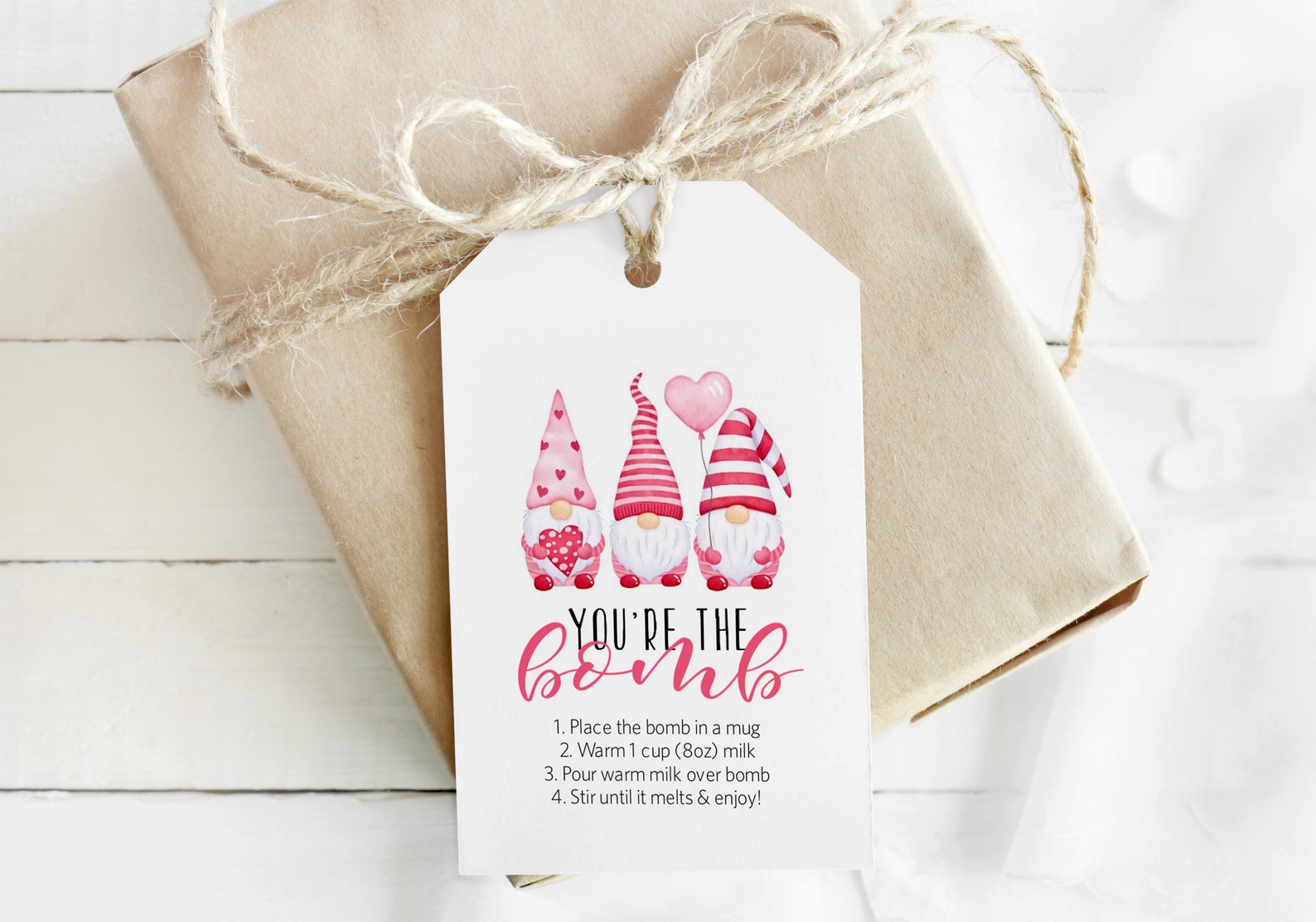 Valentines Day Chocolate Bomb Tag Gnomes Hot Cocoa Bomb Tag - Etsy