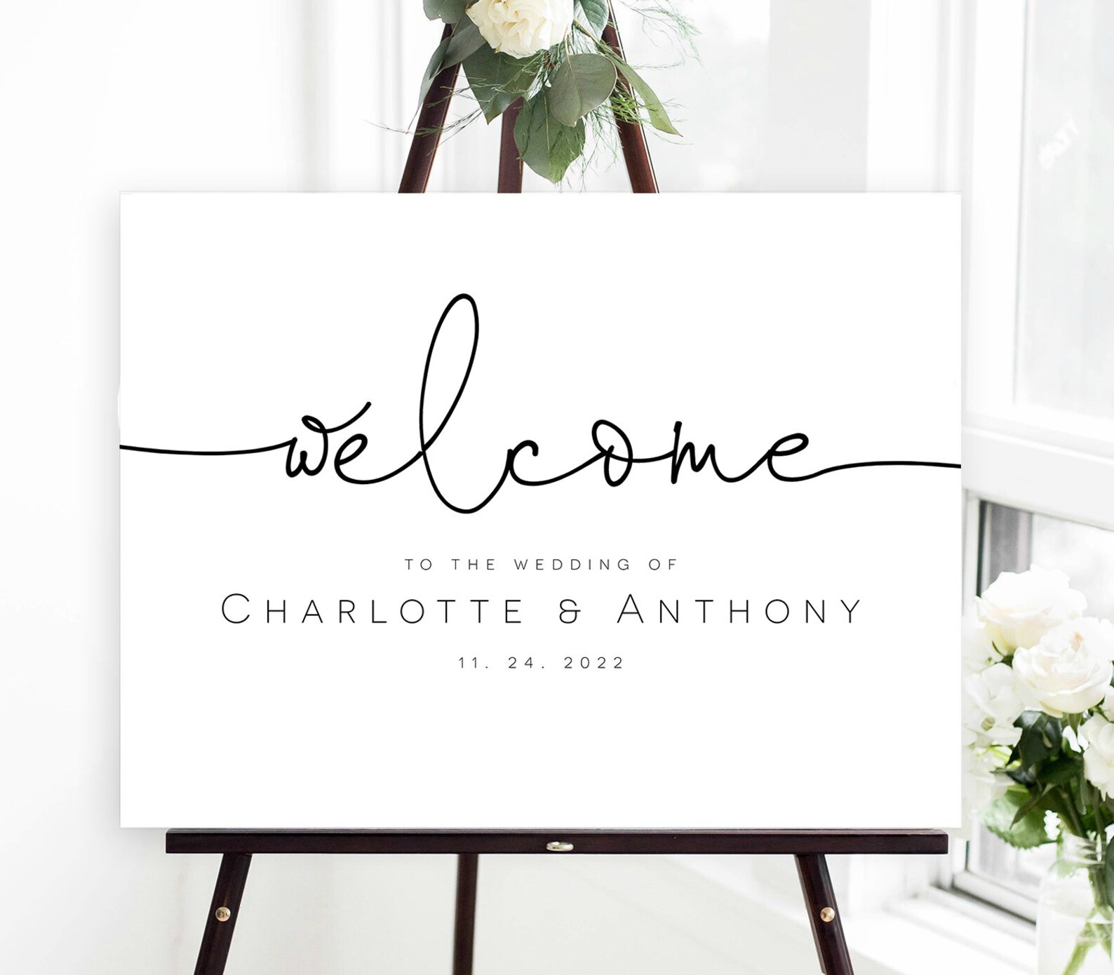 Wedding Welcome Sign, Printable Script Welcome Poster Template ...