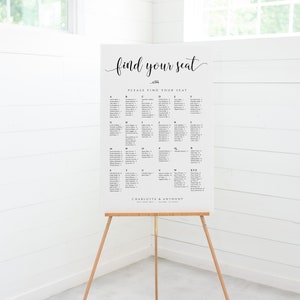 Script Seating Chart, Wedding Seating Chart, Alphabetical Seating Chart ...