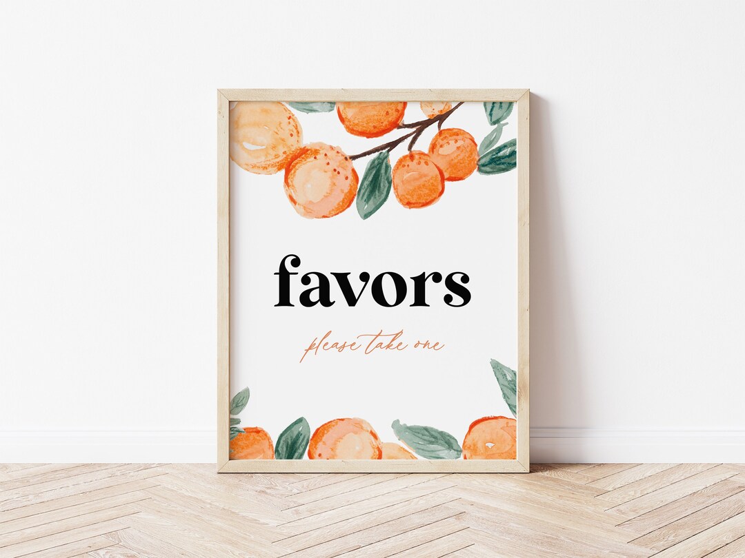 Orange Favor Sign Printable, Favor Sign Template, Citrus Favors Sign ...
