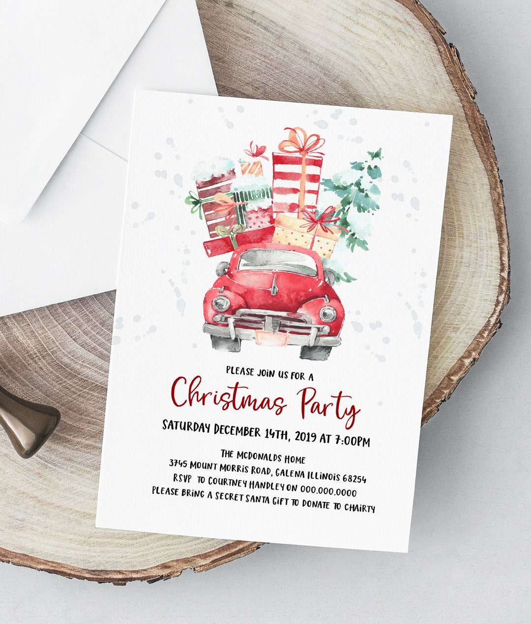 Christmas Invitation Printable, Christmas Truck Invitation, Red Truck ...