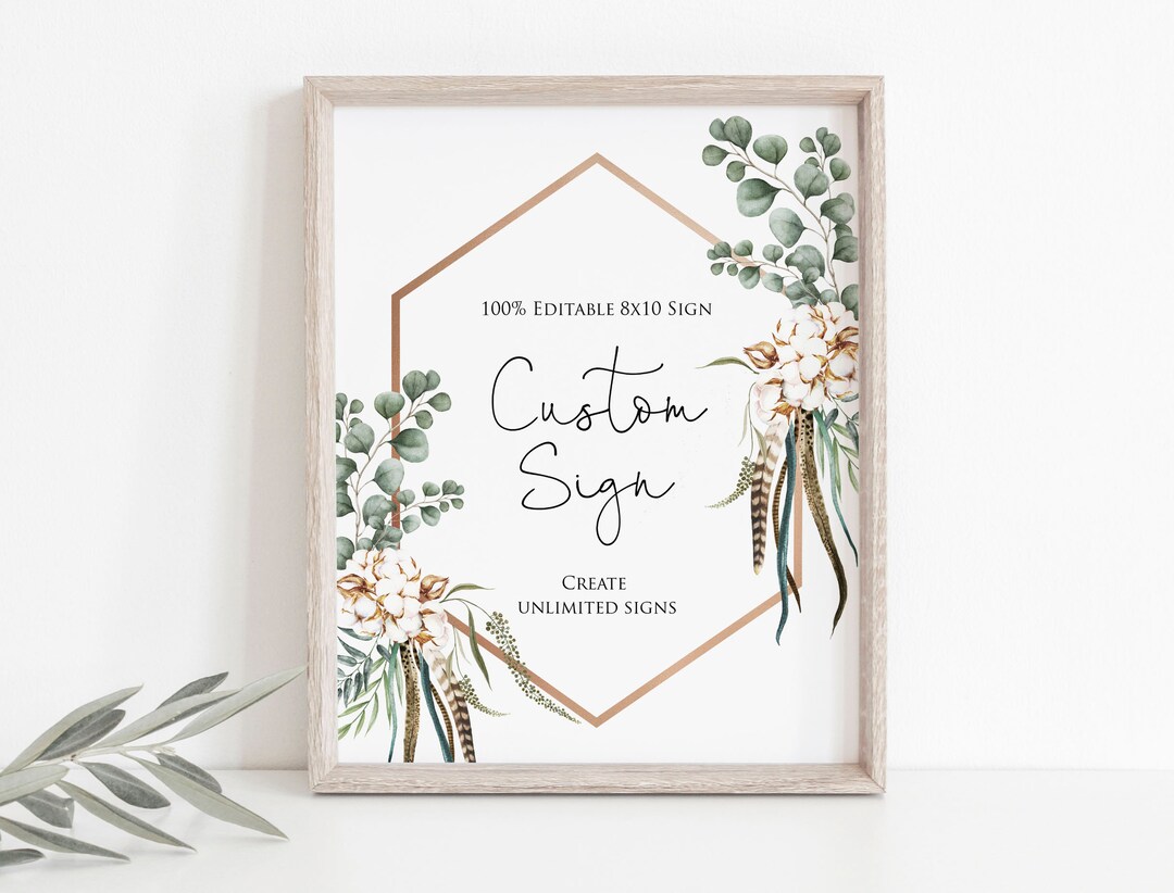 Boho Custom Sign, (portrait and Landscape), Editable Sign Template ...