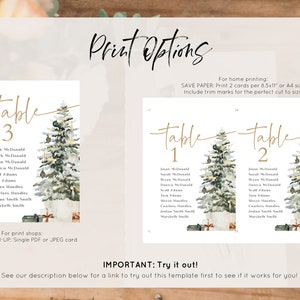 Christmas Seating Chart Cards, Holiday Seating Chart Wedding, Printable ...