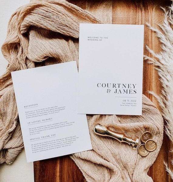 Minimalist Wedding Program Template Wedding Program - Etsy