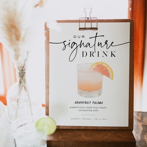 Signature Drink Sign Template, Editable Signature Drinks, Single ...