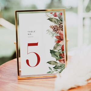 Christmas Printable Table Numbers, Holiday Table Numbers, 5x7 & 4x6 ...