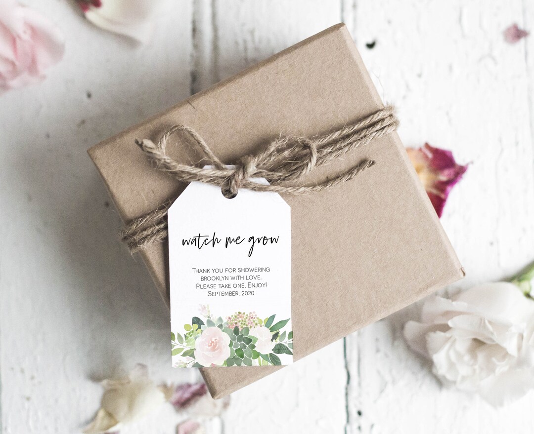 Watch Me Grow Tag Template, Succulent Favor Tag Template, Printable ...