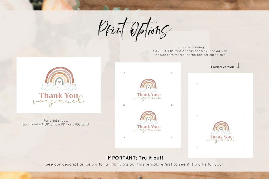 Rainbow Thank You Card Template Thank You Card Printable | Etsy