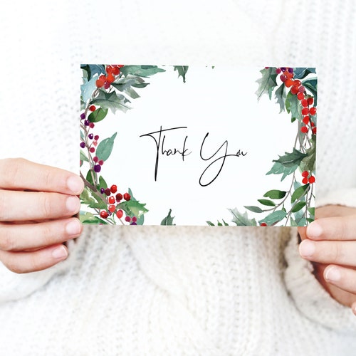 Printable Christmas Thank You Card Holiday Thank You Note - Etsy