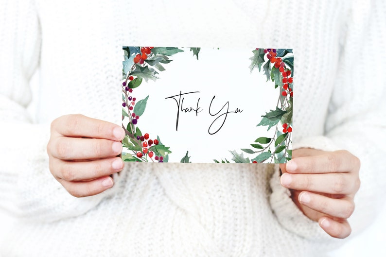 Christmas Thank You Card Printable Thank You Folded Thank - Etsy