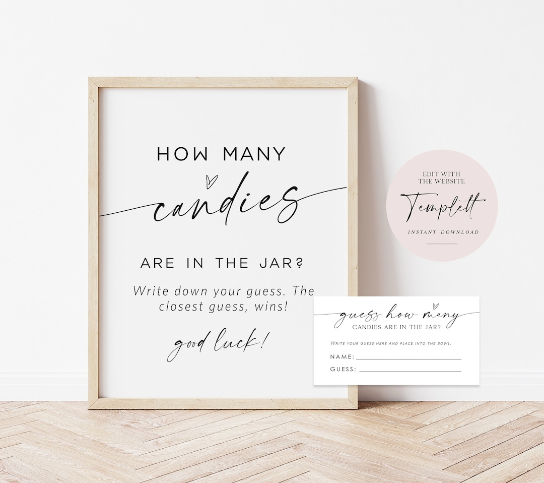 Candy Guessing Game, Guess How Many Candies, Baby Shower Game, Script ...