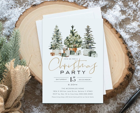 Christmas Invitation Christmas Trees Party Invitation - Etsy