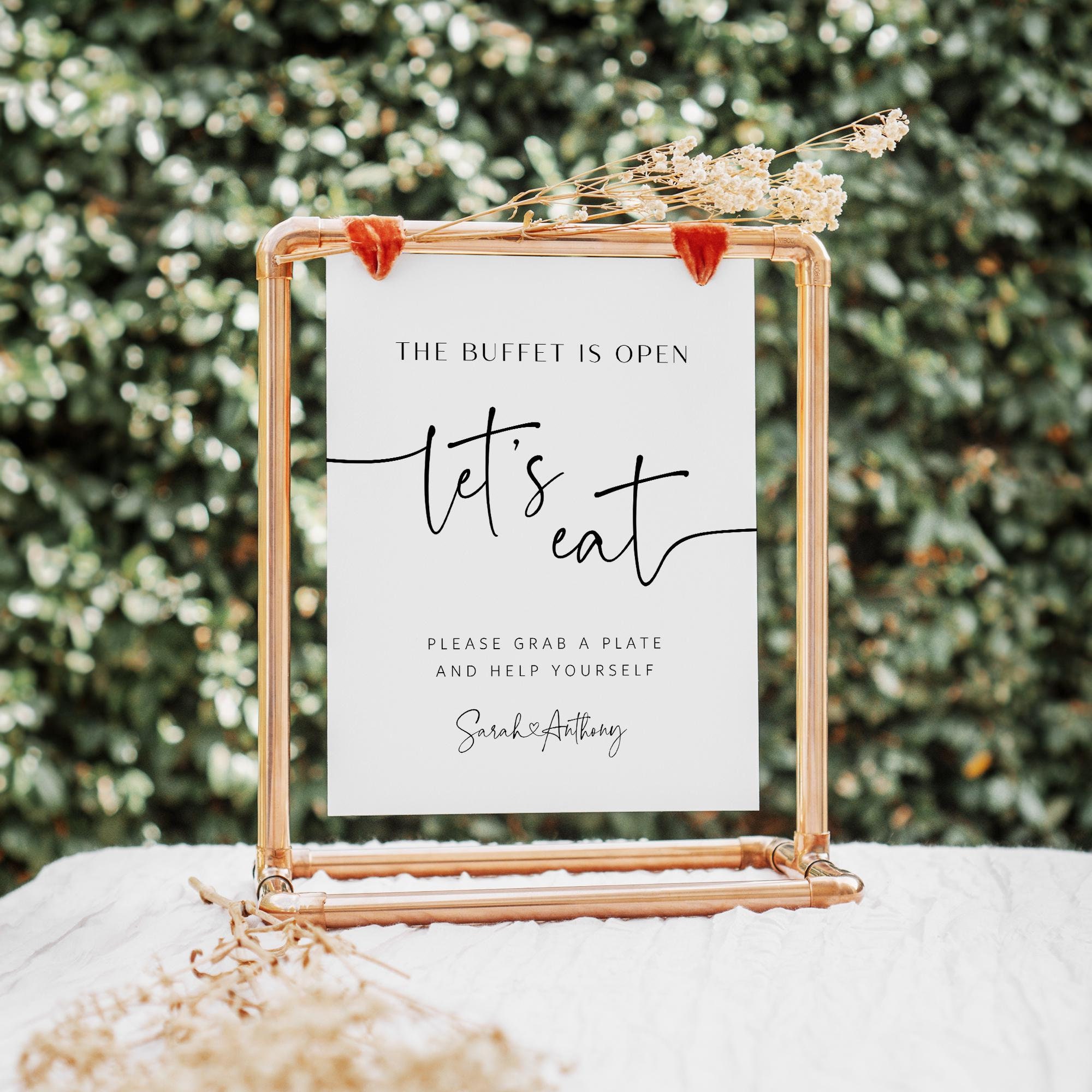 Modern Buffet Table Sign, Let’s Eat Wedding Template, Food Buffet Sign ...