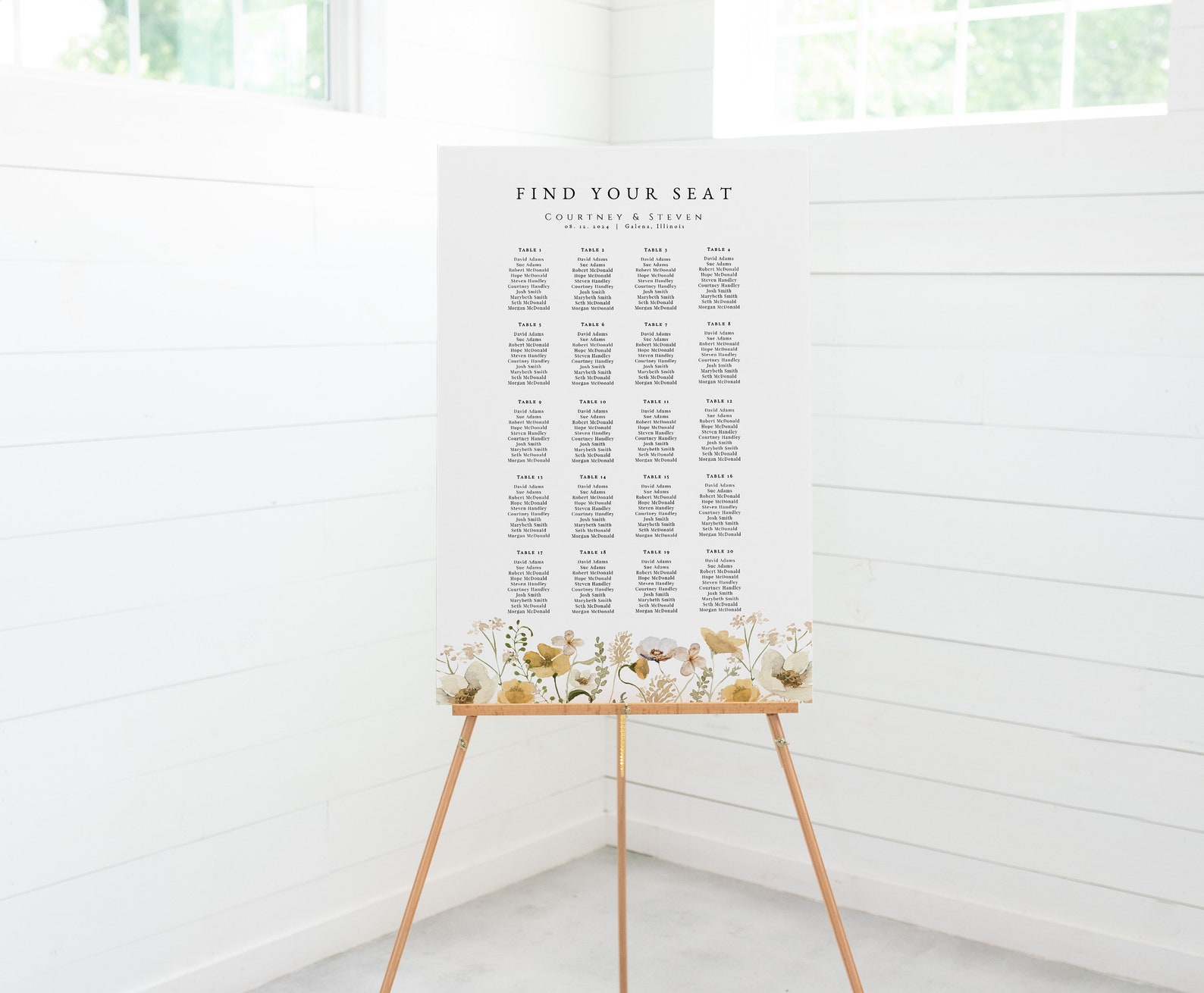 Wildflower Seating Chart Greenery Printable Seating Chart | Etsy