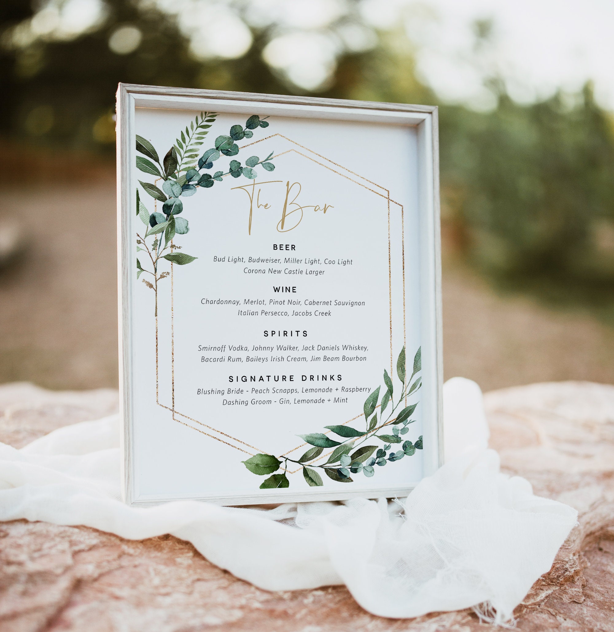 Greenery Bar Menu Sign Greenery Bar Sign Template Printable - Etsy