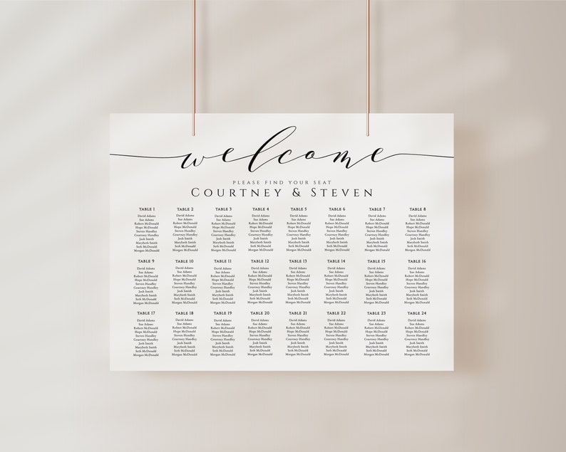 Seating Chart Poster Calligraphy Seating Poster Script Find - Etsy