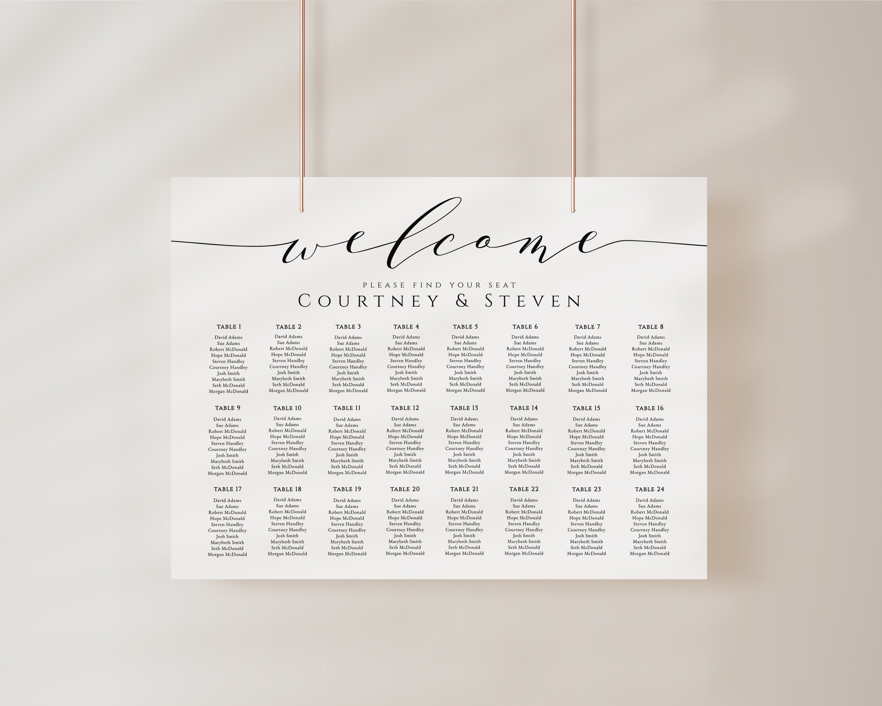 Seating Chart Poster Calligraphy Seating Poster Script Find - Etsy