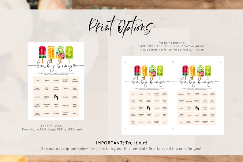 Popsicle Baby Bingo, Icecream Baby Shower Game, Printable Bingo Cards ...