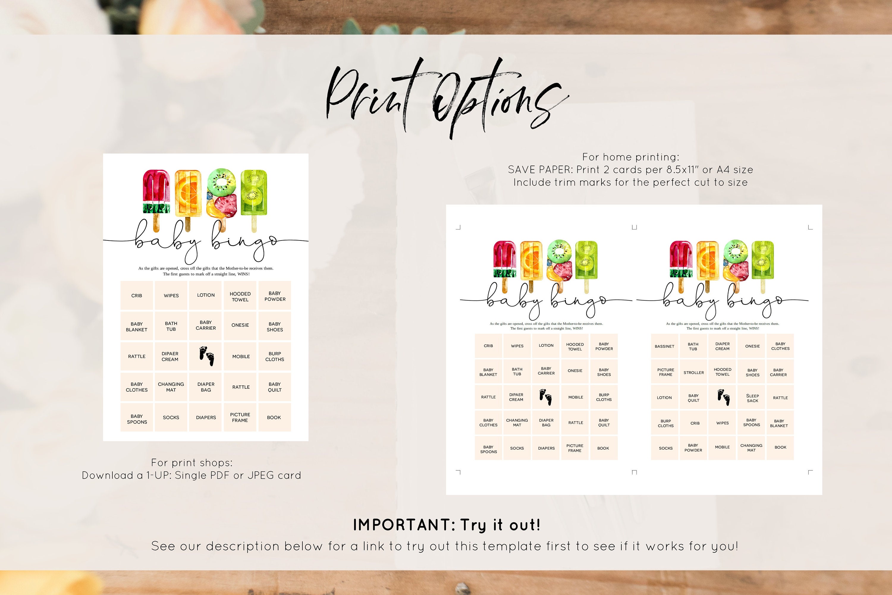 Popsicle Baby Bingo Icecream Baby Shower Game Printable | Etsy