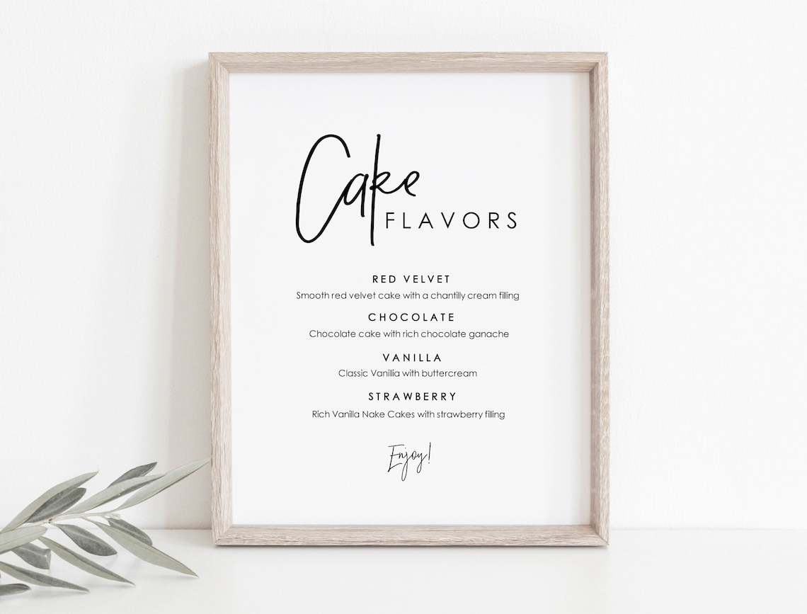 Cake Flavors Sign Printable Caliigraphy Desserts Sign - Etsy