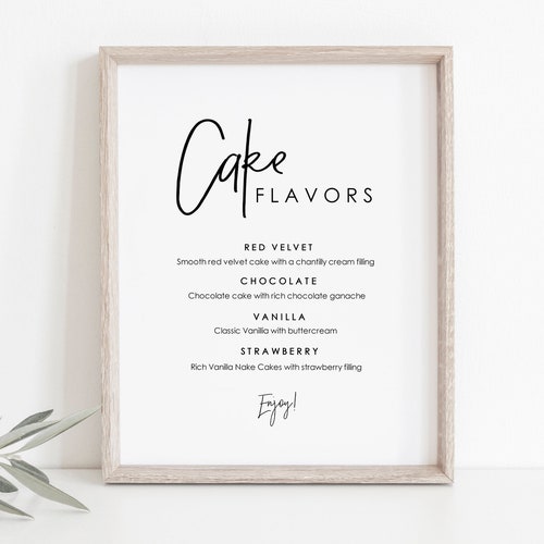 Cake Flavors Sign Printable Caliigraphy Desserts Sign - Etsy