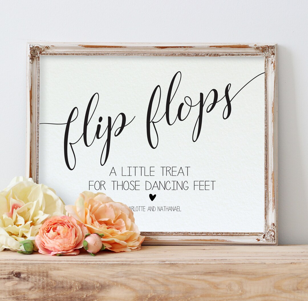 Flip Flops Wedding Sign Printable, Wedding Sign Template, Dancing Feet ...