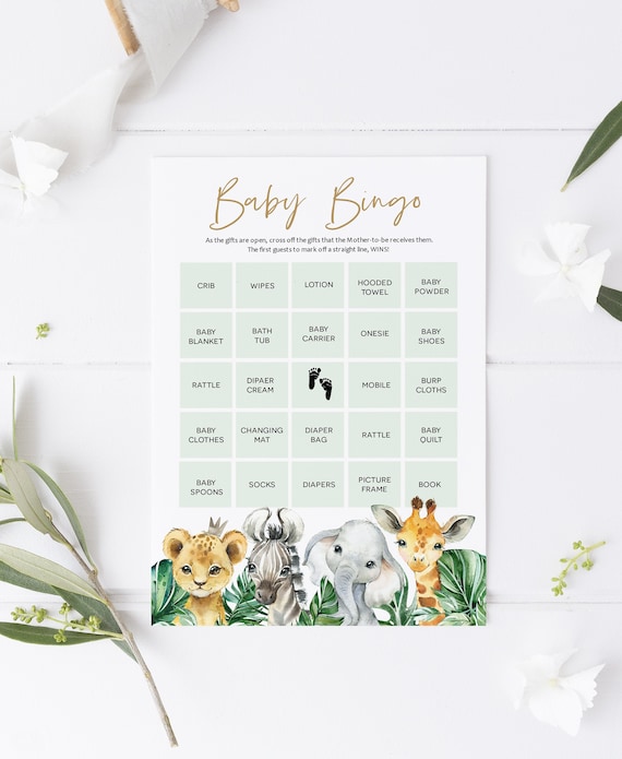 Safari Baby Shower Blank Bingo Cards
