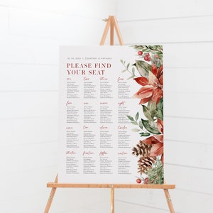 Christmas Seating Chart Poster, Holiday Wedding Seating Chart ...