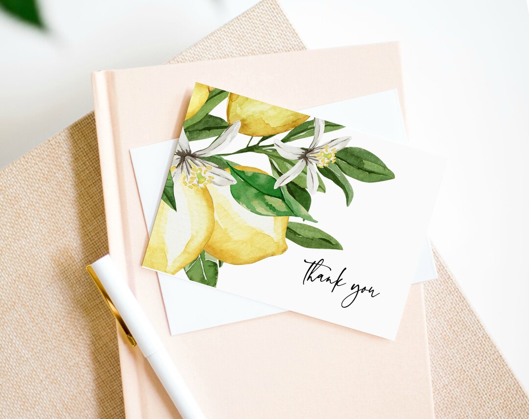 Lemon Thank You Card Printable, Templett Thank You Card, Instant ...