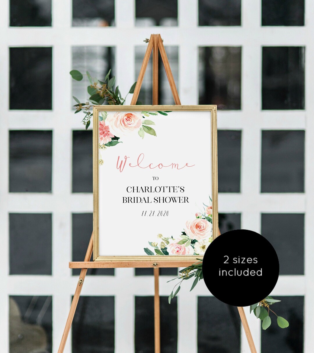 Shower Welcome Sign, Pink Welcome Poster Template, Floral Bridal Shower ...