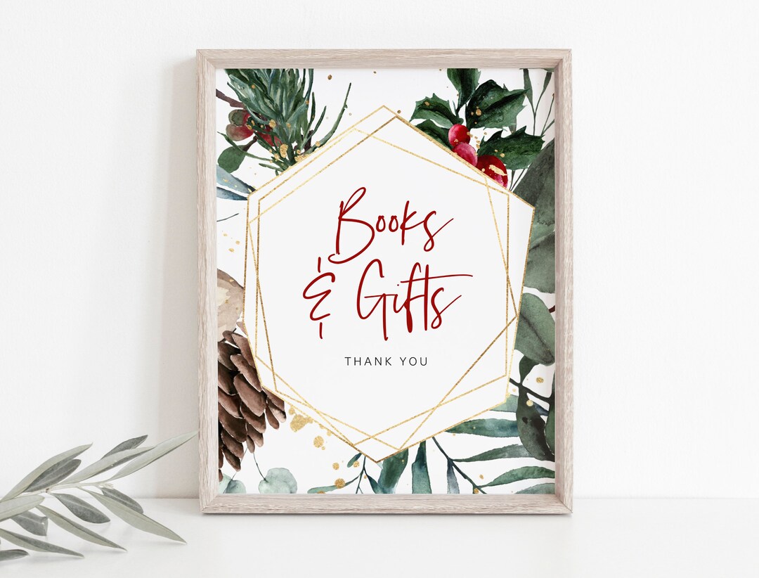 Cards and Gifts Sign, Christmas Cards Sign, Gifts Table Sign, Books and ...