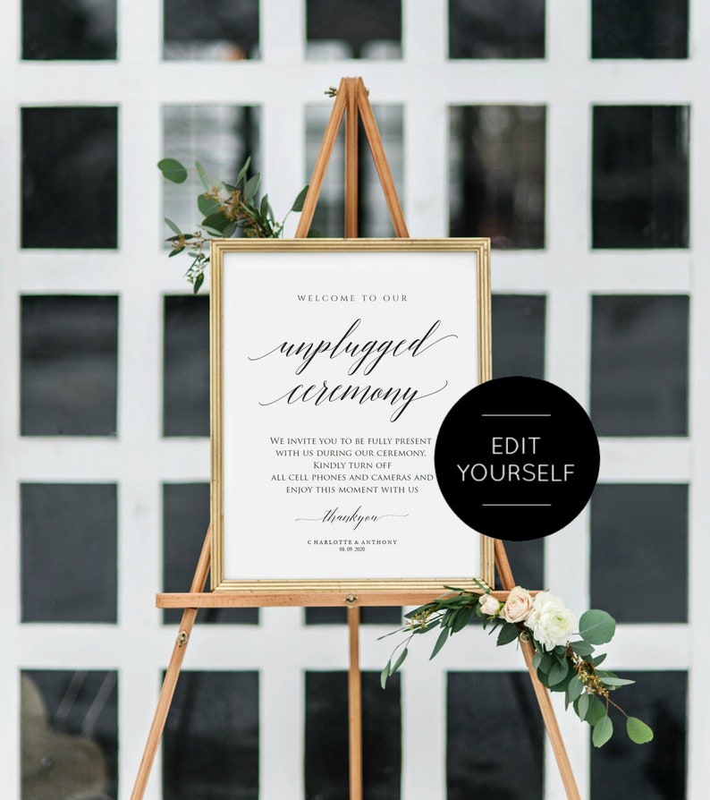 Unplugged Ceremony Sign Wedding Unplugged Poster Sign - Etsy
