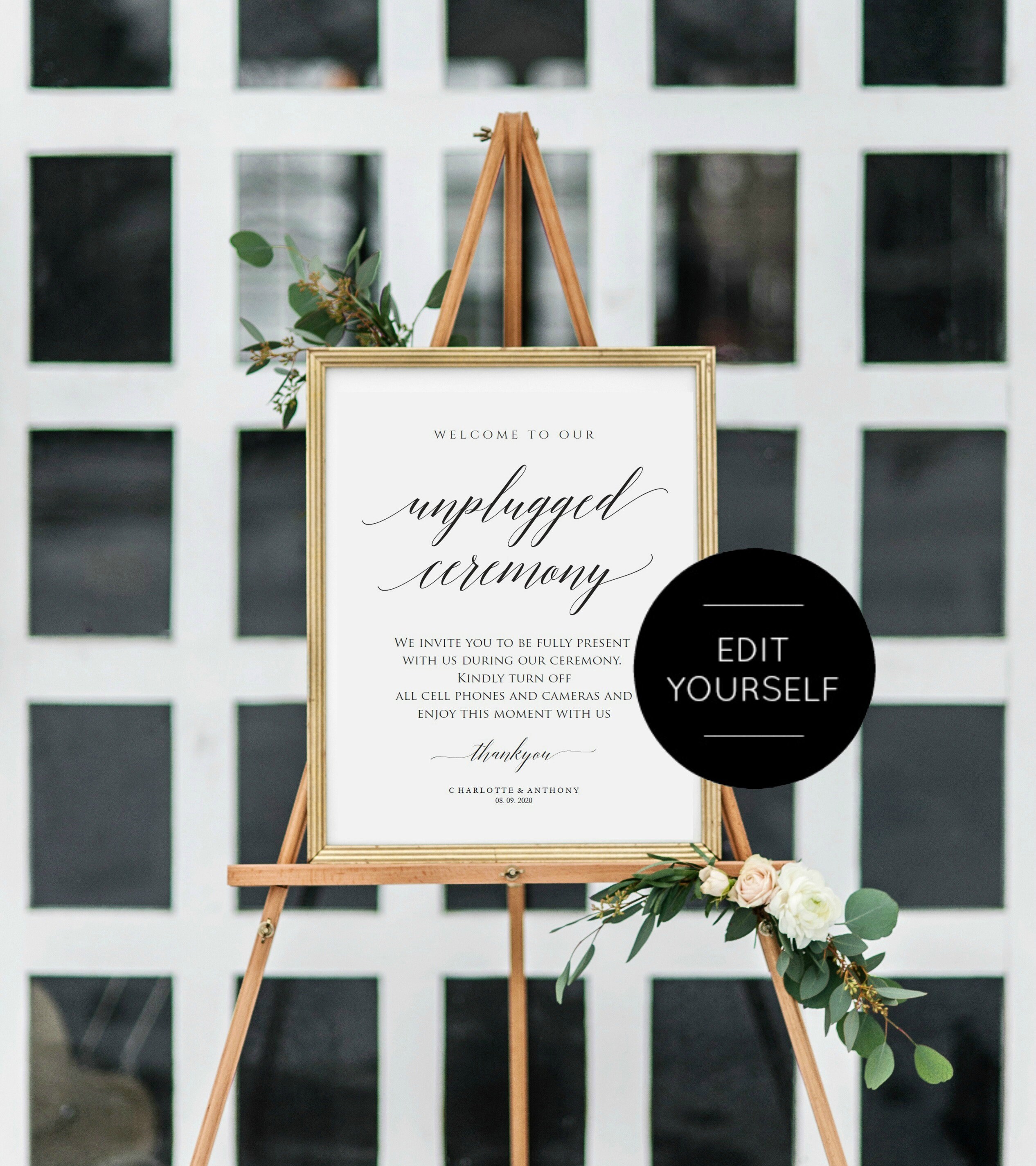 Unplugged Ceremony Sign, Wedding Unplugged Poster Sign Template ...
