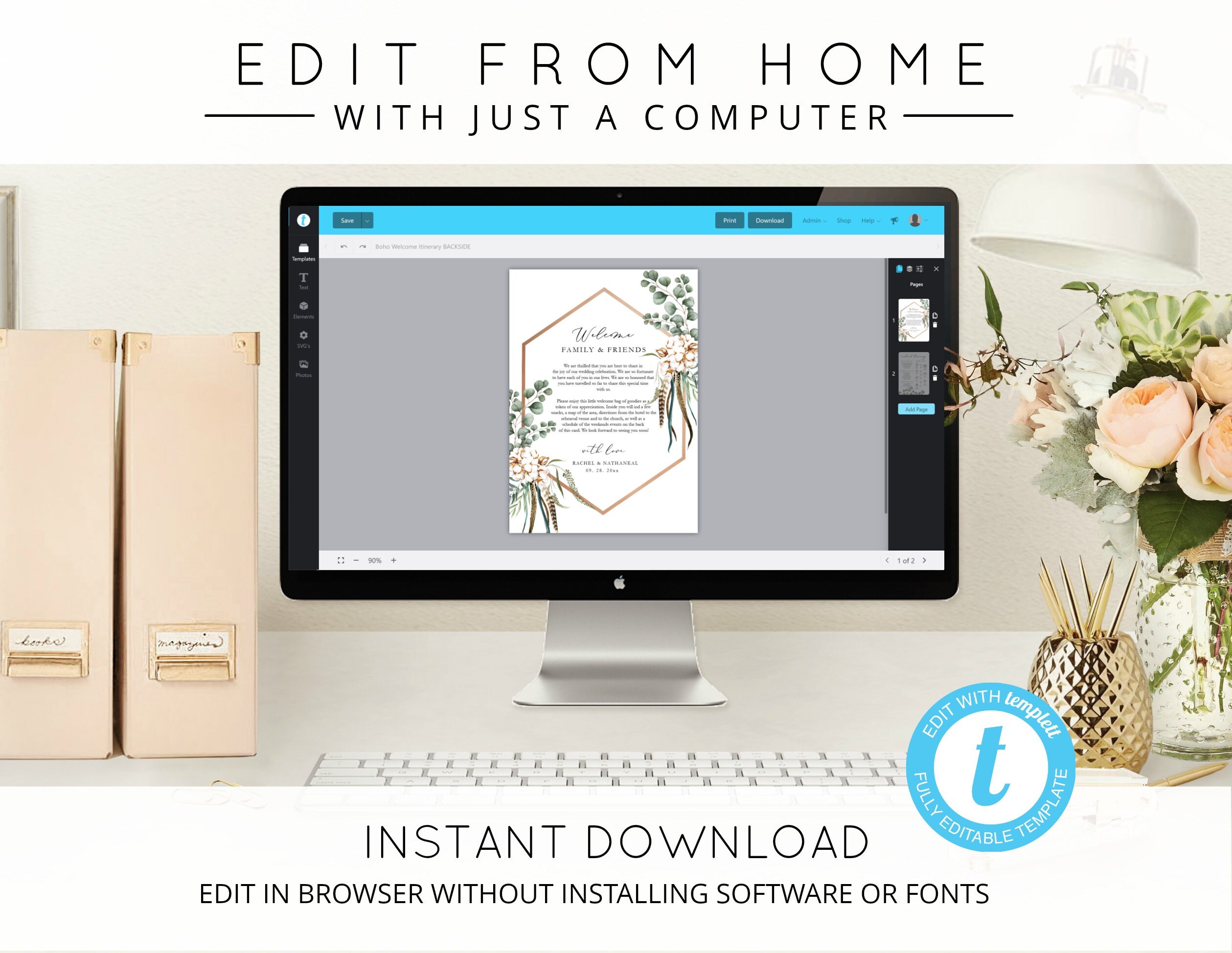 Welcome Letter & Timeline Card Boho Wedding Order of Events - Etsy