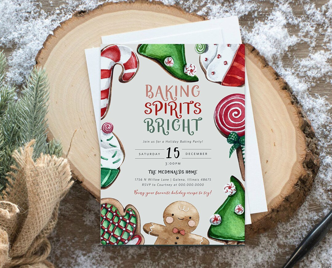 Christmas Baking Invitation, Christmas Party Invitation, Cookie Party ...