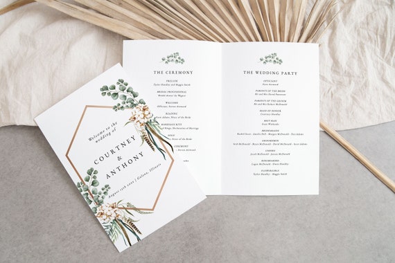 Bohemian Wedding Program Template Wedding Program Printable - Etsy