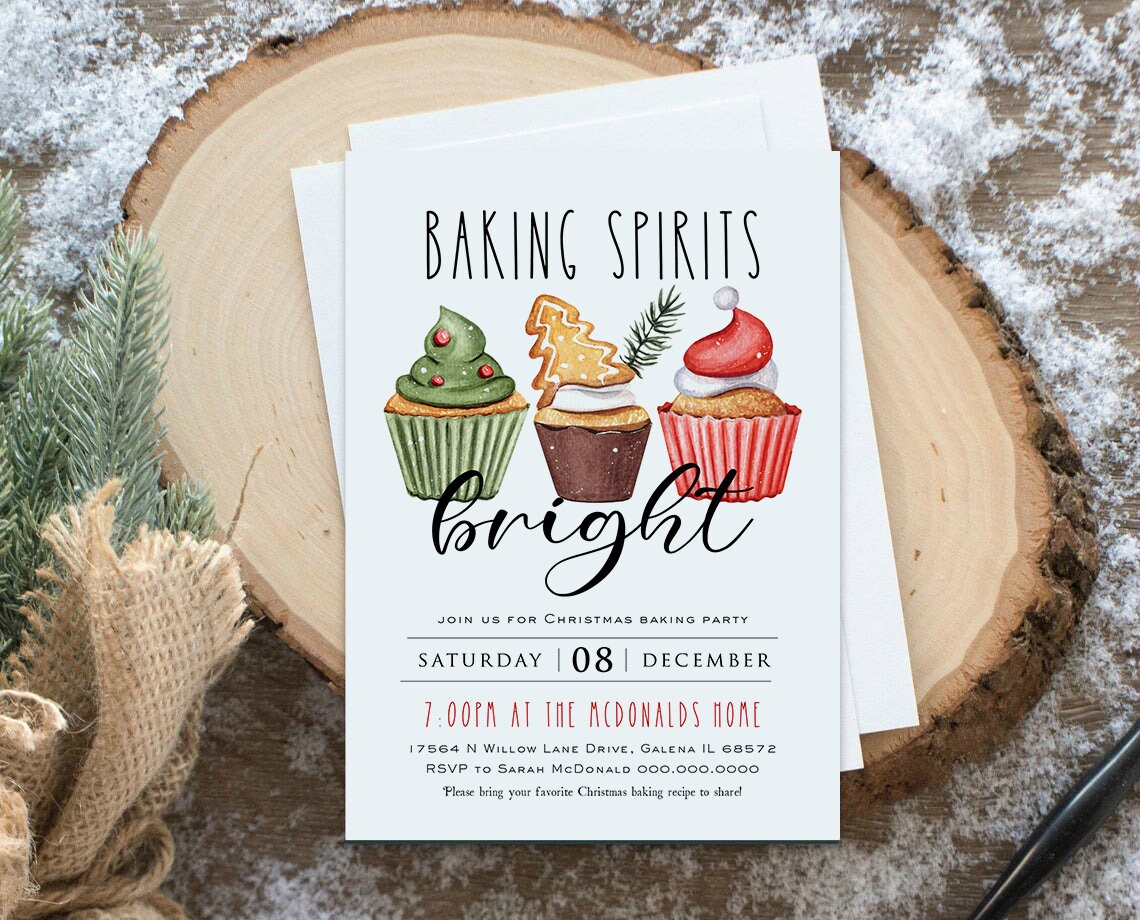 Christmas Baking Invitation Christmas Party Invitation - Etsy