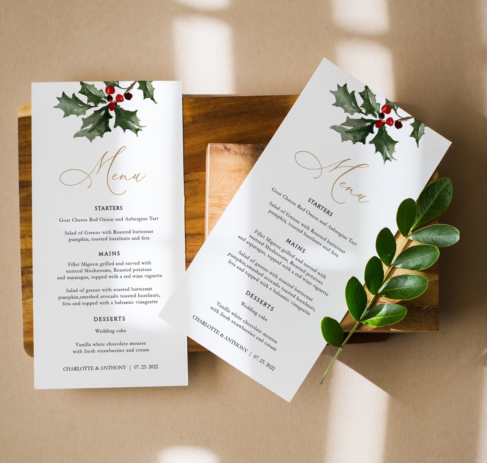 Christmas Menu Card Holiday Menu Template Instant Download - Etsy
