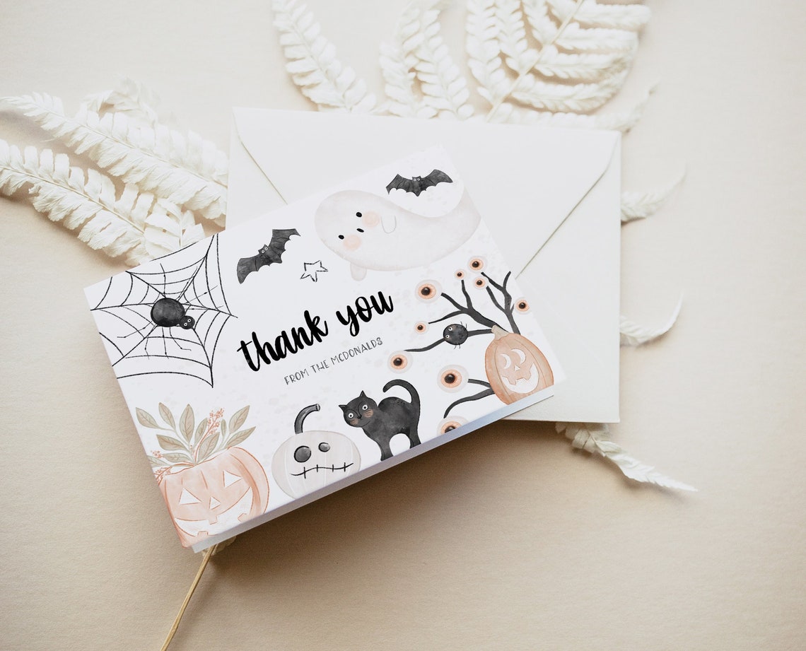 Halloween Thank You Card Template Thank You Card Printable - Etsy