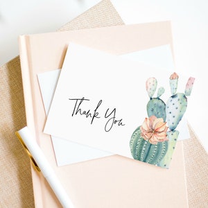 Cactus Thank You Card, Printable Thank You, Summer Folded Thank You ...