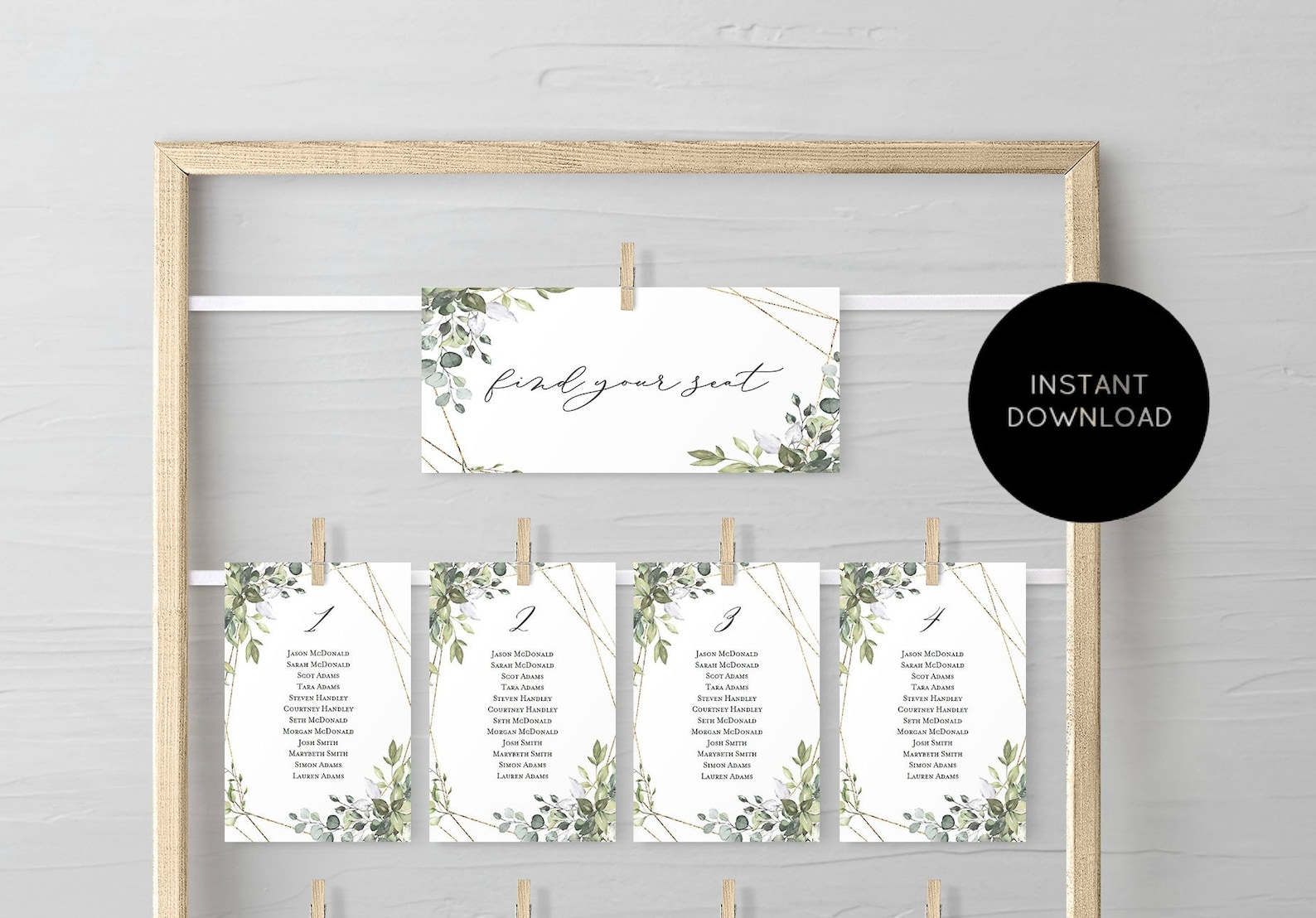 Table Seating Chart Printable Green Geometric Seating Card - Etsy